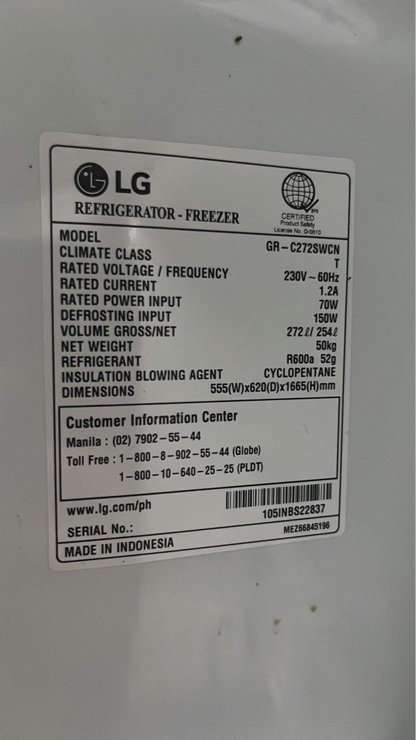 LG TOP AND BOTTOM REF, TV & Home Appliances, Kitchen Appliances ...