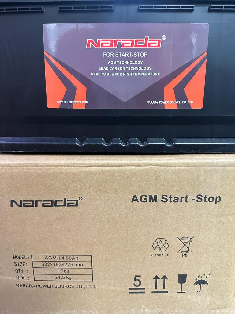 NARADA Car Battery AGM-l4 80AH Start-Stop, Car Accessories, Electronics ...