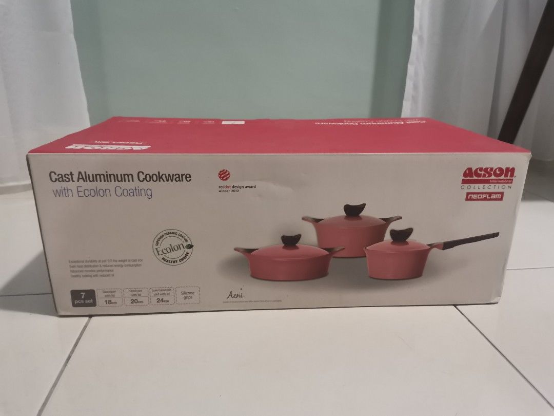 NEOFLAM Cast Aluminium Cookware with Ecolon Coating 7 pcs set, Furniture & Home Living ...