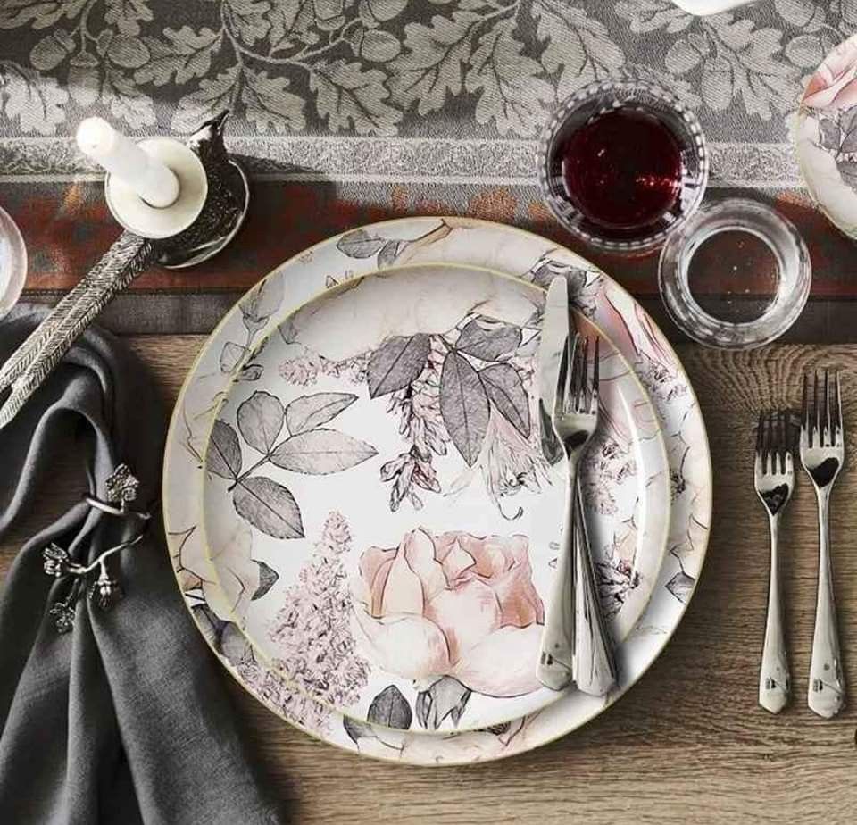 PINK FLORAL DINNER SET, Furniture & Home Living, Kitchenware ...