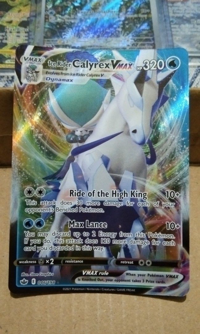 Pokemon Card Ice Rider Calyrex Vmax Full Art #046/198, Hobbies & Toys ...