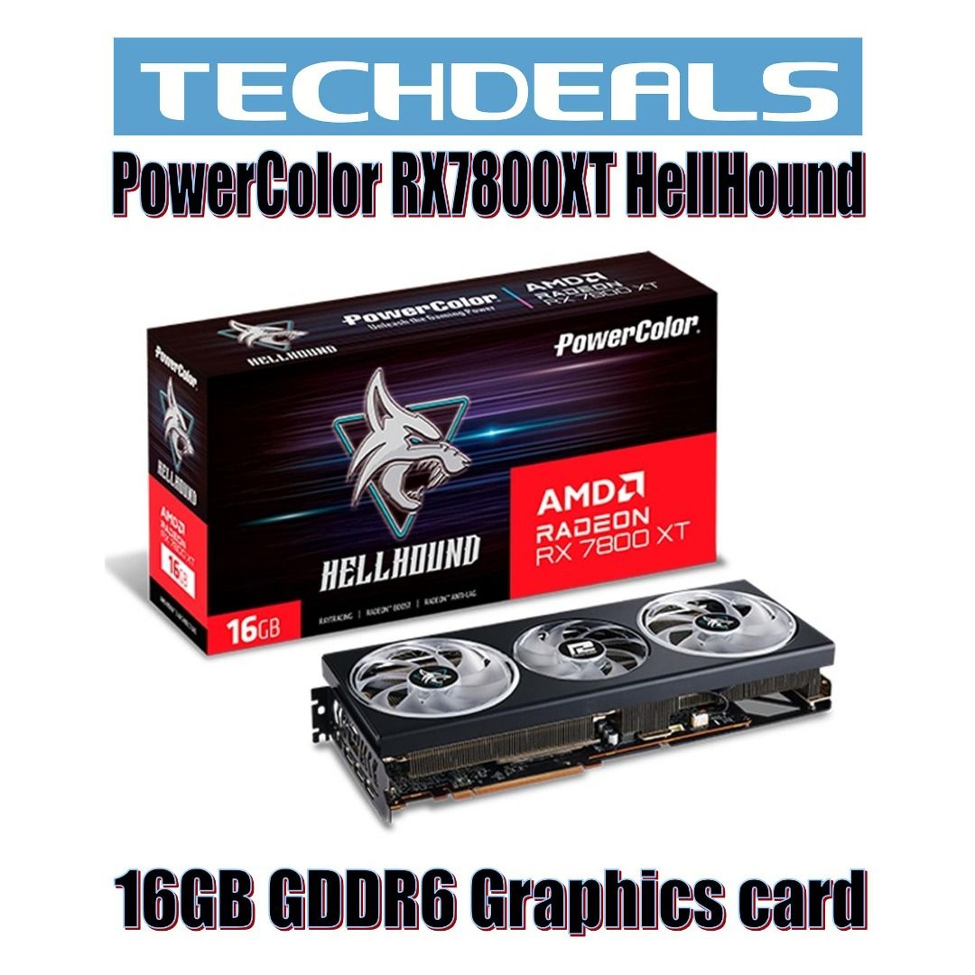 PowerColor RX7800XT HellHound 16GB GDDR6 Graphics card, Computers ...