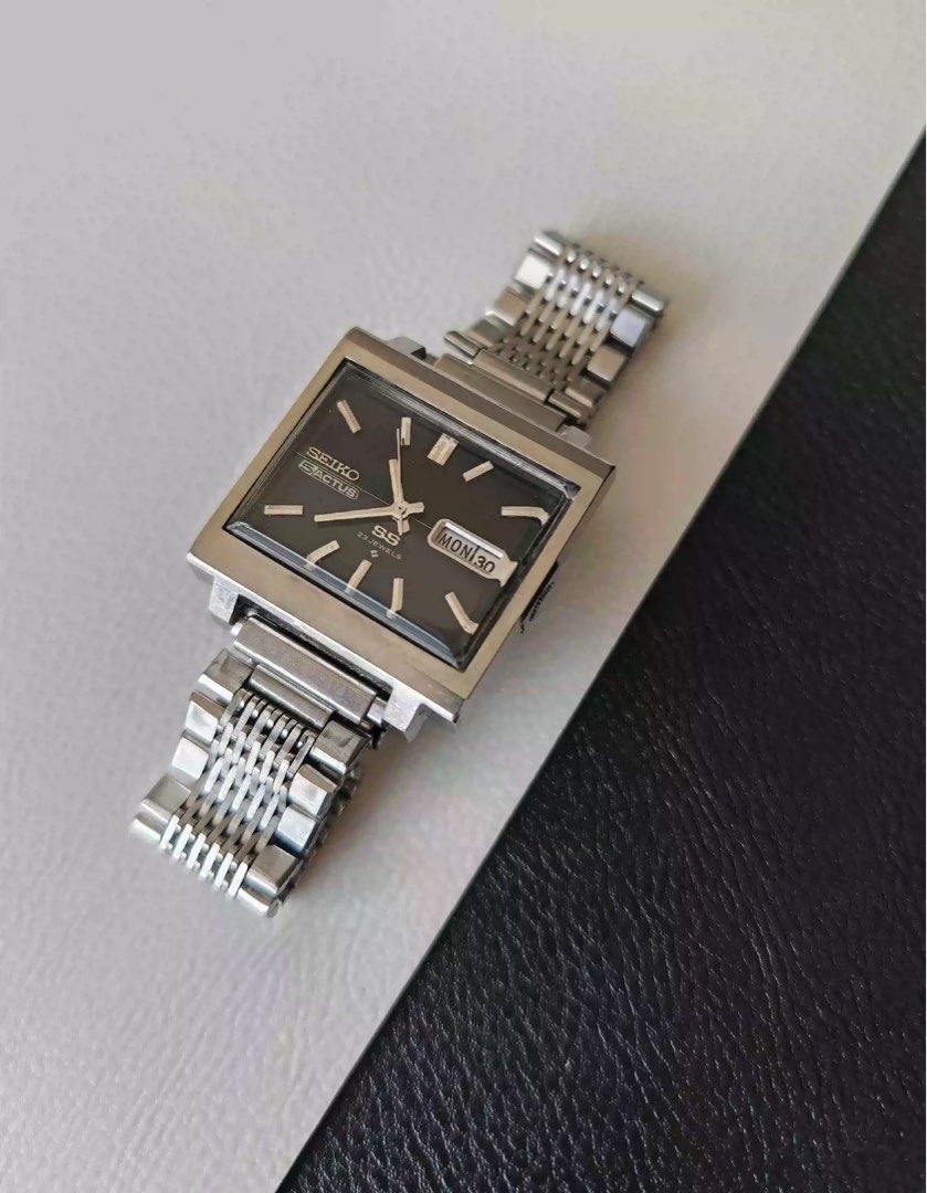 Rare 1971 Seiko 5 Actus TV Rectangle Black Dial Automatic 6106 Watch ...
