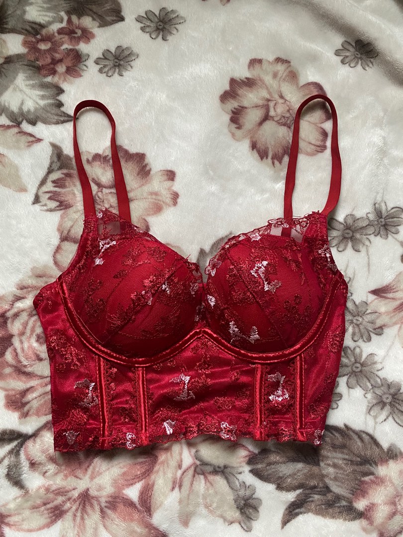 Red Bustier Corset Top (padded), Women's Fashion, Tops, Sleeveless on ...