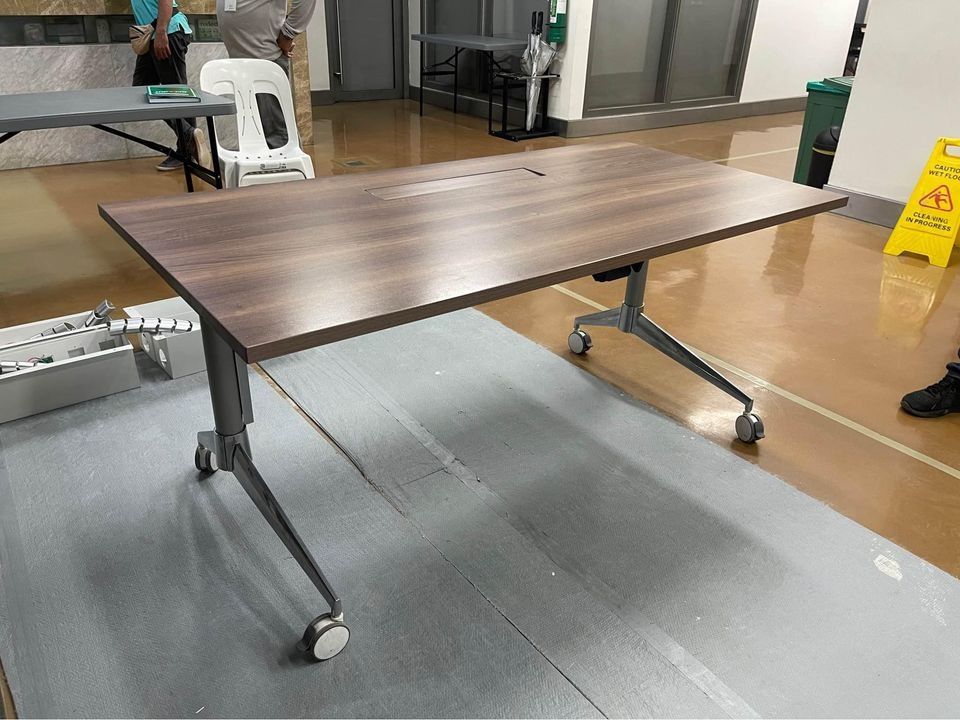 Rivet Made Modern Executive Office Table Folding Oak Finish, Furniture ...