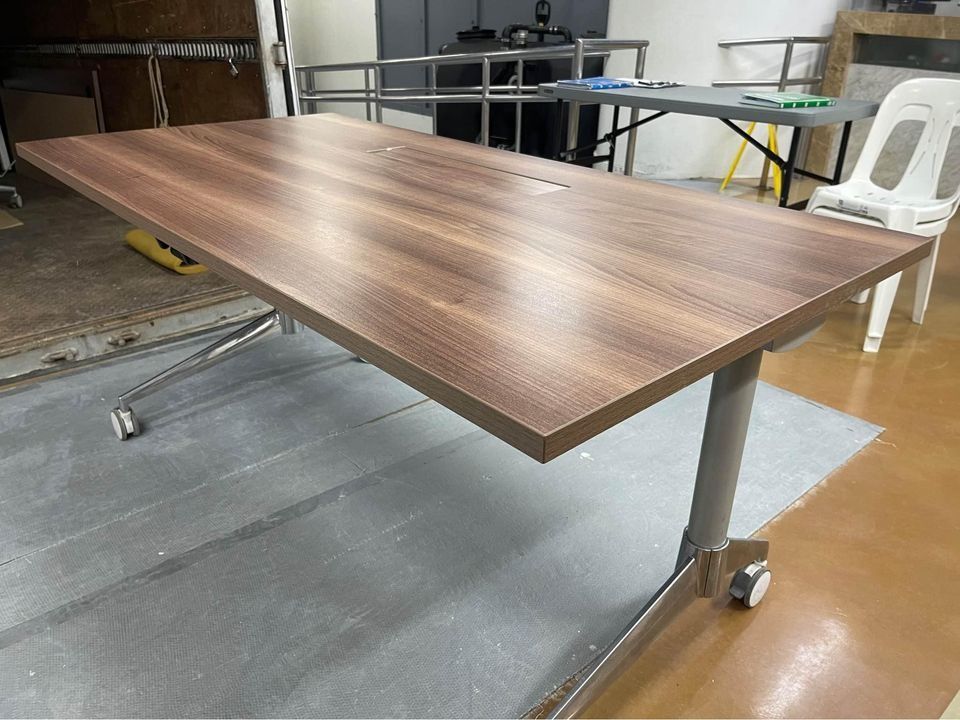 Rivet Made Modern Executive Office Table Folding Oak Finish, Furniture ...