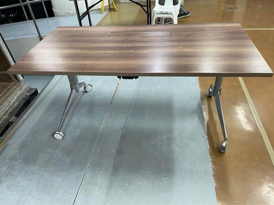 Rivet Made Modern Executive Office Table Folding Oak Finish, Furniture ...