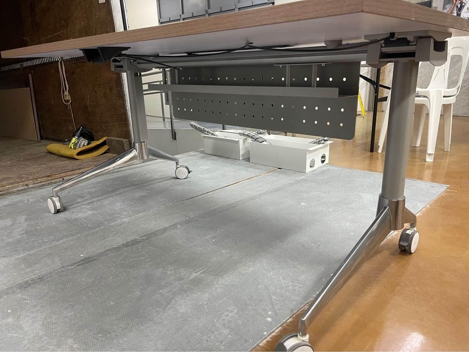 Rivet Made Modern Executive Office Table Folding Oak Finish, Furniture ...