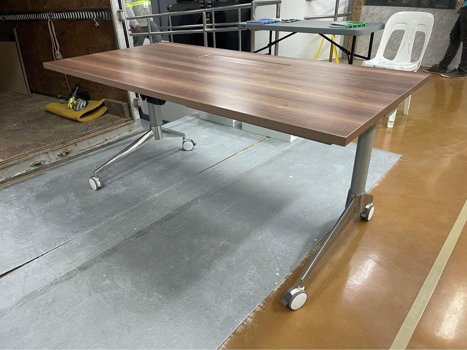 Rivet Made Modern Executive Office Table Folding Oak Finish, Furniture ...