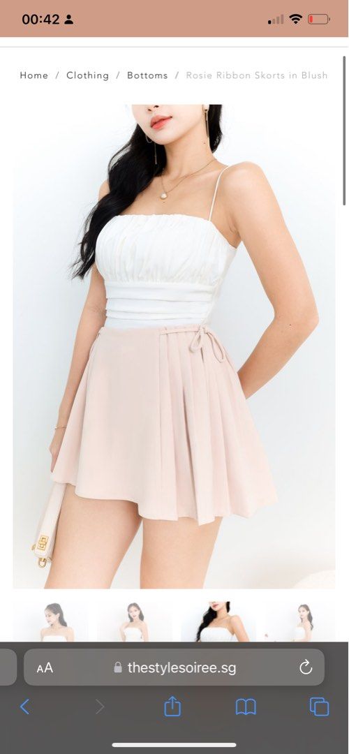 Rosie Ribbon Skorts In blush, Women's Fashion, Bottoms, Skirts on Carousell