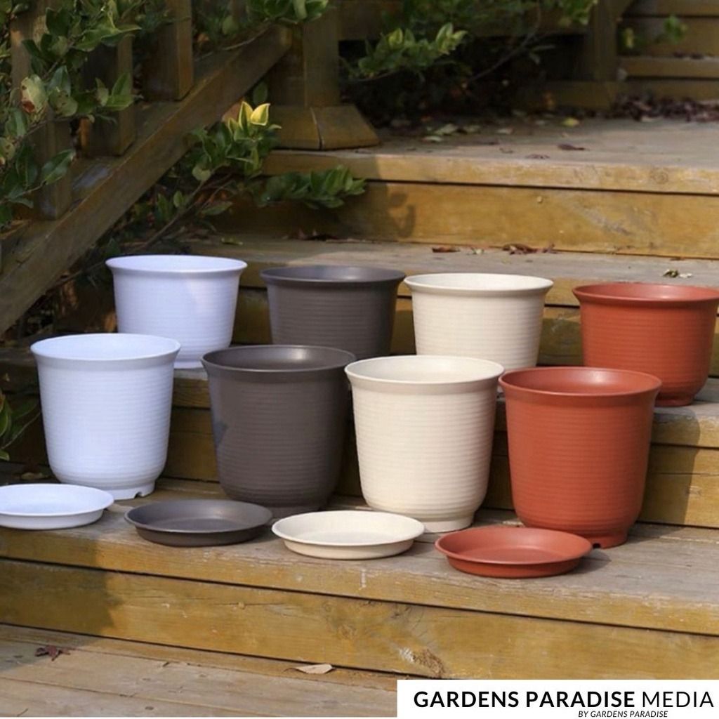 Round Tall Pot & Saucer By Gardens Paradise P30, Furniture & Home ...