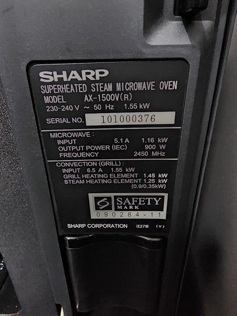 Sharp Healsio Superheated Steam Microwave Oven AX-1500V(R), TV & Home ...