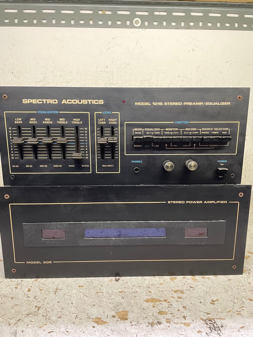 Spectro Acoustic 101B Stereo Preamp & 202 Stereo Power Amplifier, Audio ...