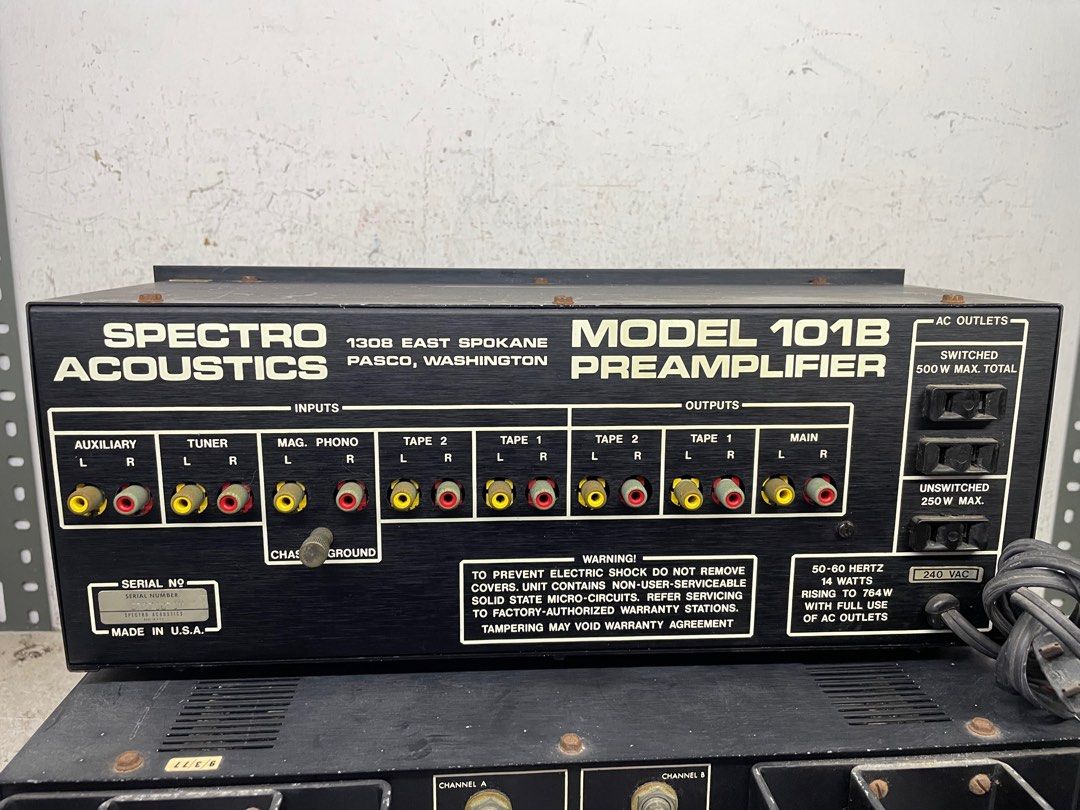 Spectro Acoustic 101B Stereo Preamp & 202 Stereo Power Amplifier, Audio ...