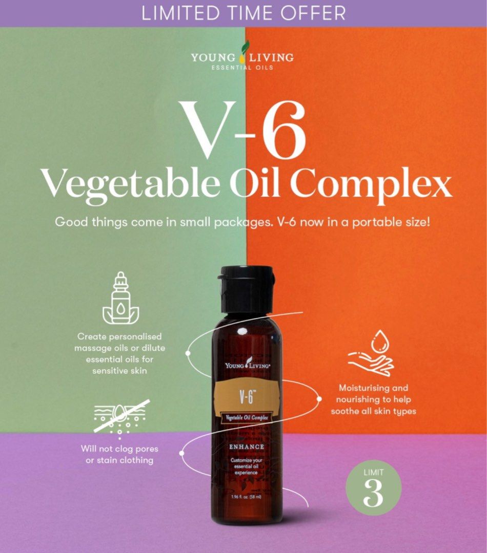 V-6 Vegetable Oil Complex Young Living 58ml, Beauty & Personal Care ...