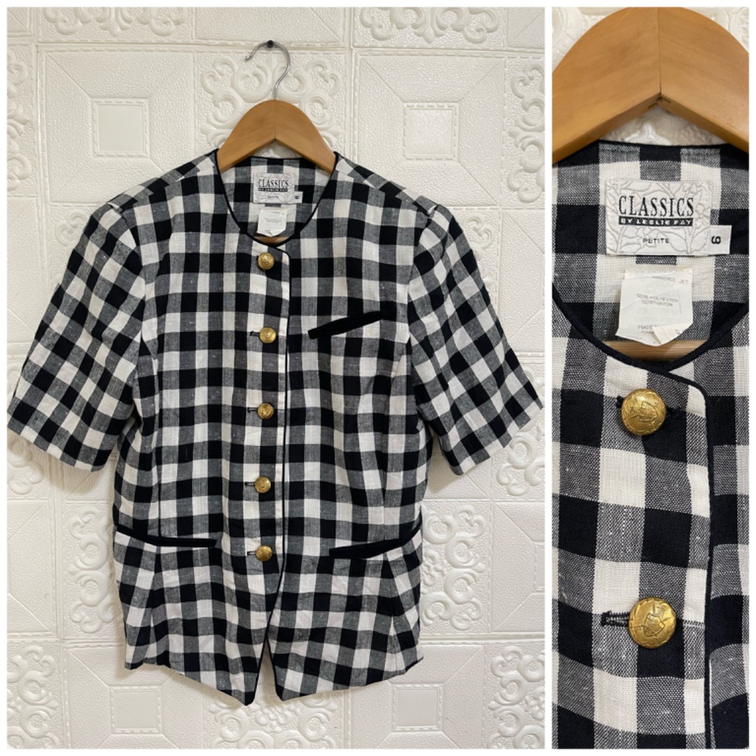 Vintage Checkered Top, Women's Fashion, Tops, Others Tops on Carousell