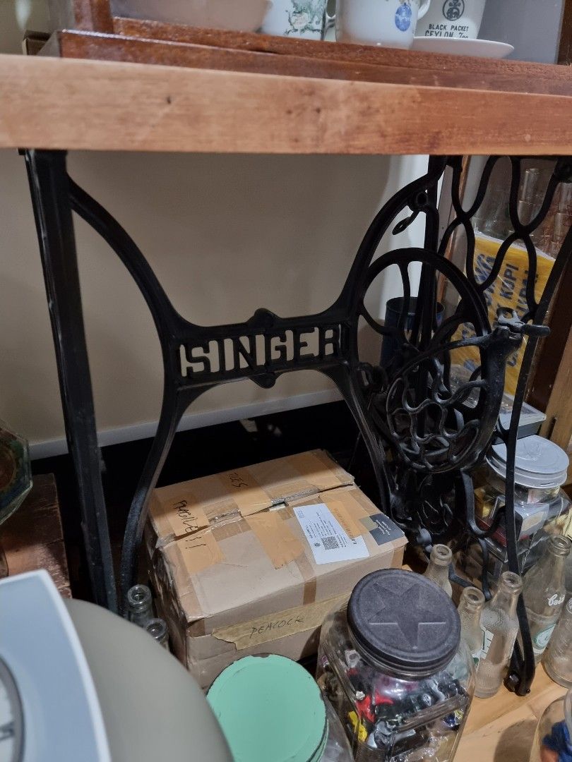 Vintage Singer "Spider" Legs + Wooden tray top, Furniture & Home Living ...