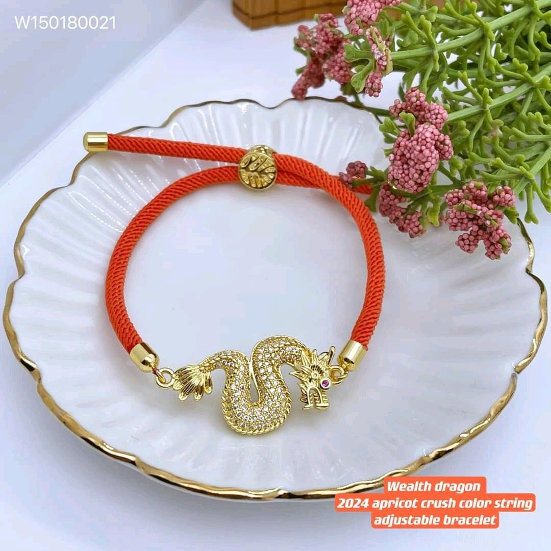 Wealth dragon 2024 apricot crush color string adjustable bracelet ...