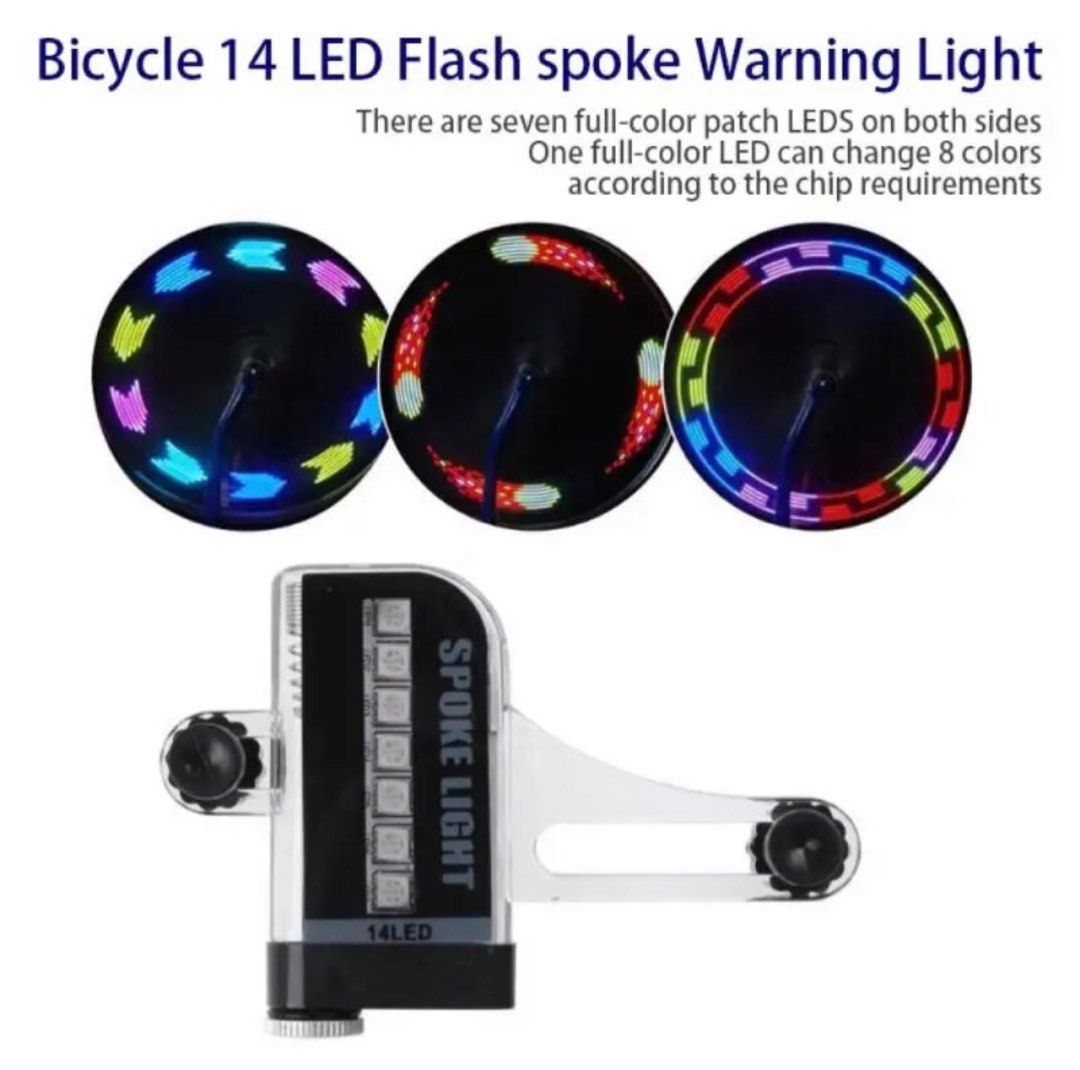 *Wheel NEW Spoke Light 14 Led Flash Bike Spoke Warning Light Spoke ...