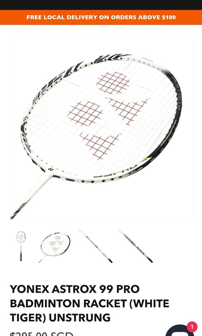 Yonex Astrox 99 Pro Badminton Racket (White Tiger) with string, Sports ...