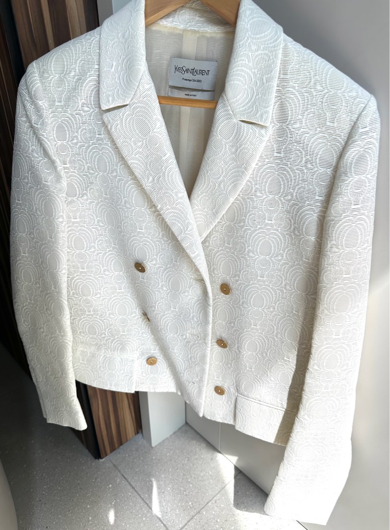 Yves Saint Laurent Cropped Jacket, Luxury, Apparel on Carousell