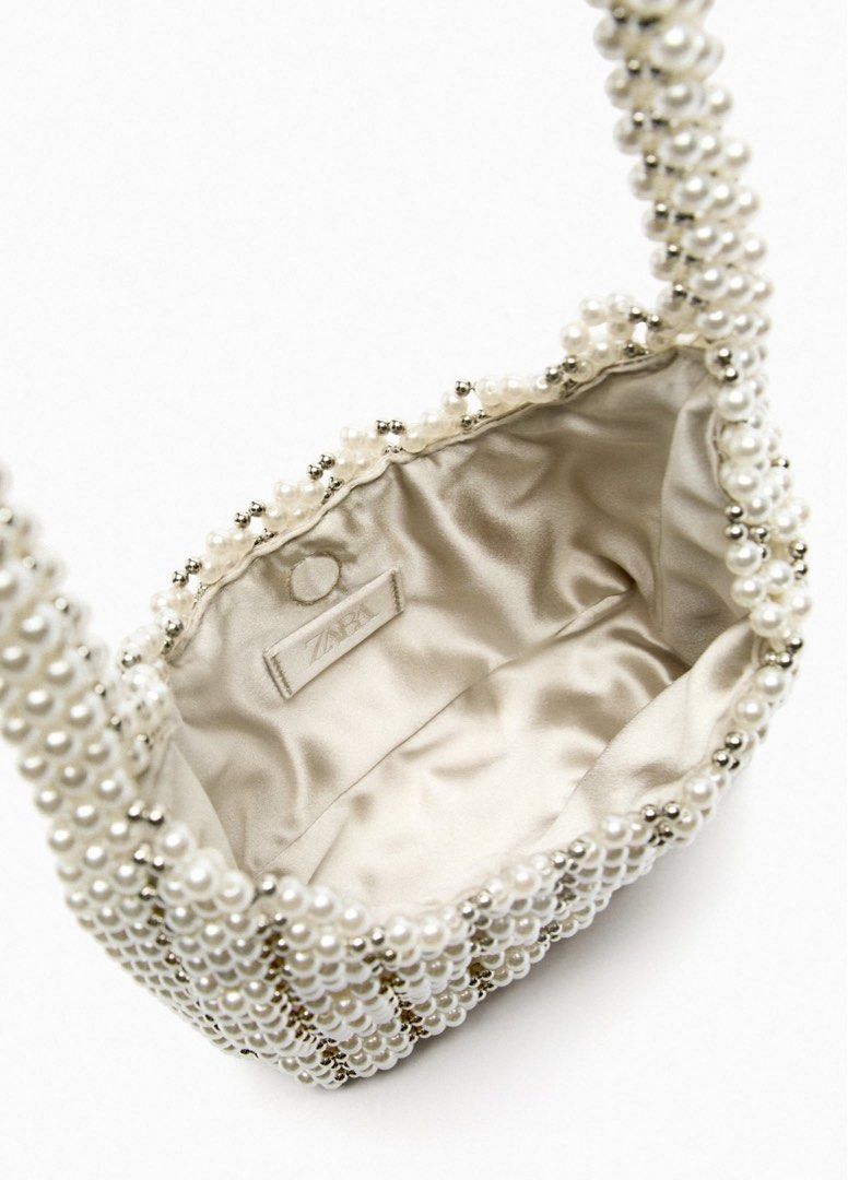 Zara faux pearl bead bucket bag, Women's Fashion, Bags & Wallets ...