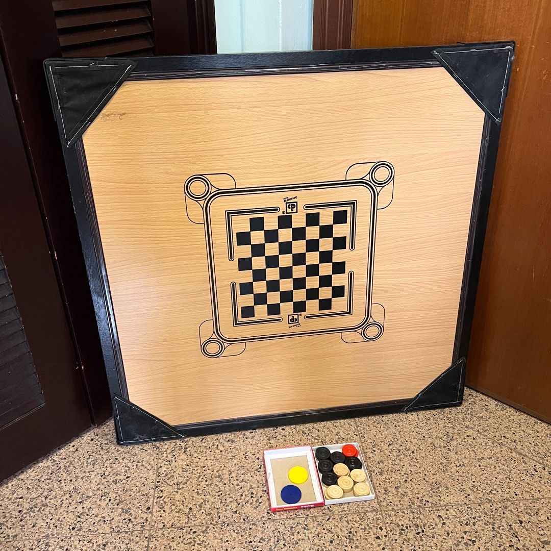 2 sided Chess Carrom Board + Strikers + Seeds, Hobbies & Toys, Toys ...