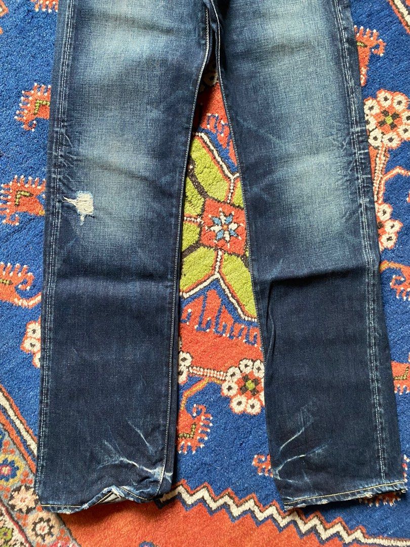 絕版 日本製 LEVIS LVC 47501 w30 重水洗 小破壞加工 indigo色 vintage 復刻 1947 501 赤耳, 他的 ...