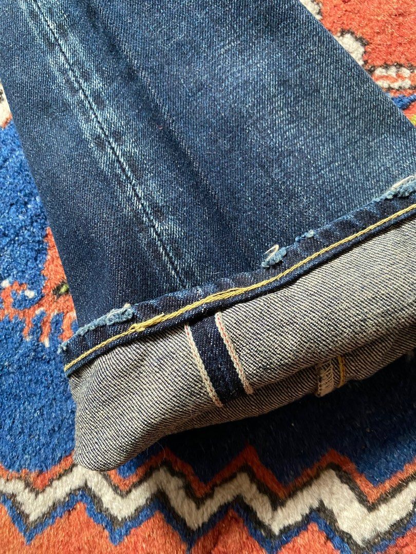 絕版 日本製 LEVIS LVC 47501 w30 重水洗 小破壞加工 indigo色 vintage 復刻 1947 501 赤耳, 他的時尚, 褲子, 牛仔褲在旋轉拍賣