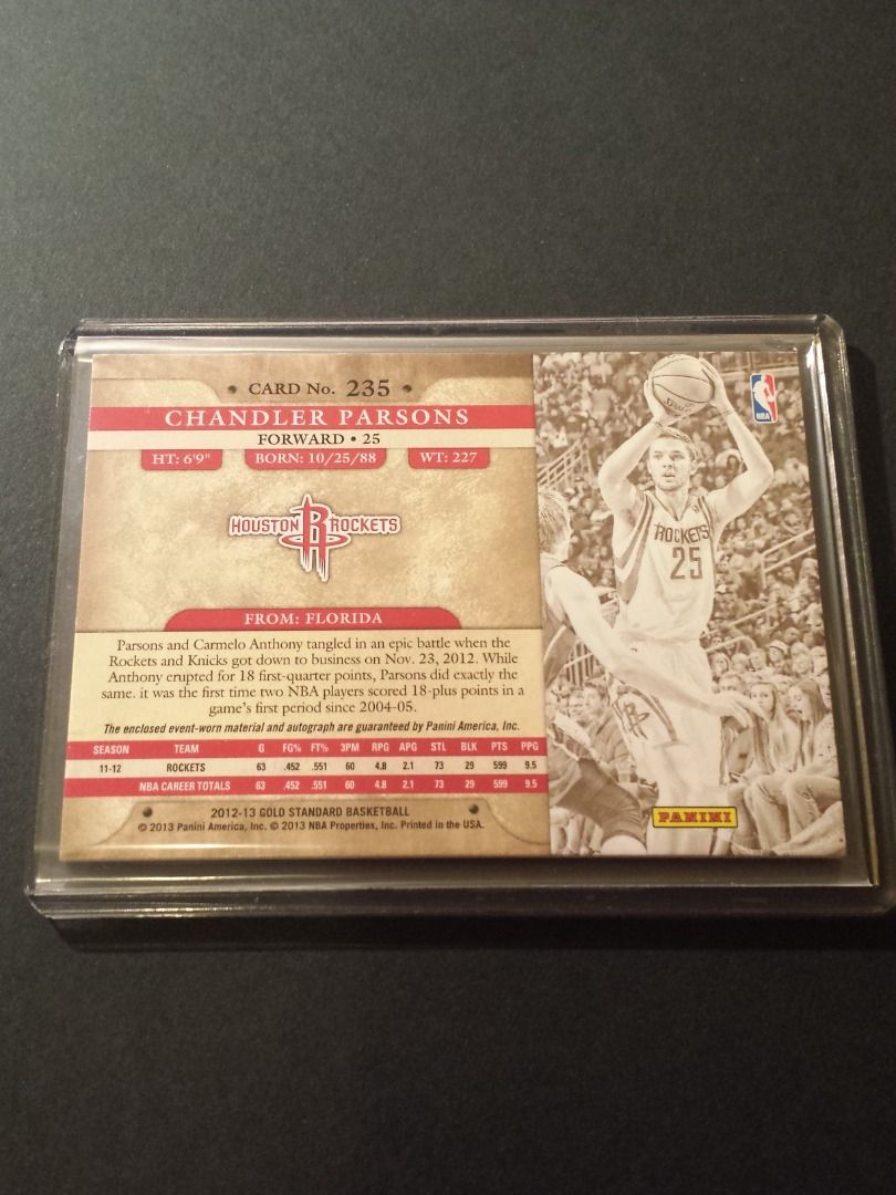 高富帥 Chandler Parsons 2012-13 RC Autograph Jersey card NBA籃球新人球衣簽名卡, 興趣及 ...