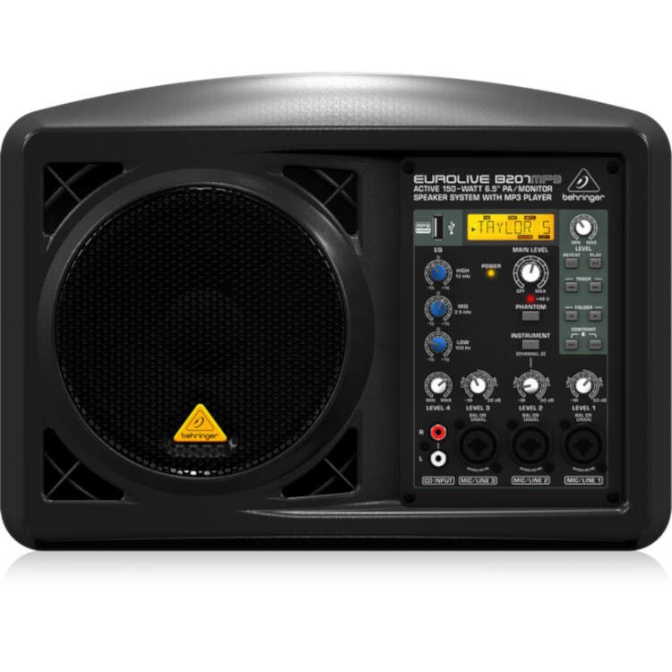 Behringer B207MP3 Active 150-Watt 6.5" PA/Monitor Speaker System, Audio ...