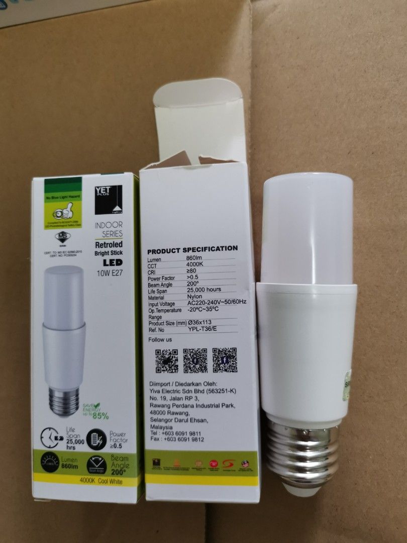 BNIB 10W LED E27 4000k light bulb, Furniture & Home Living, Lighting ...