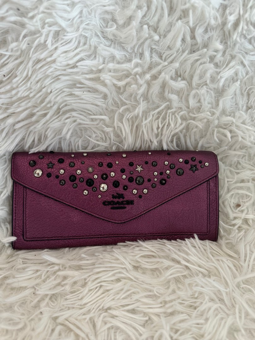 COACH metallic purple long wallet, Women's Fashion, Bags & Wallets ...