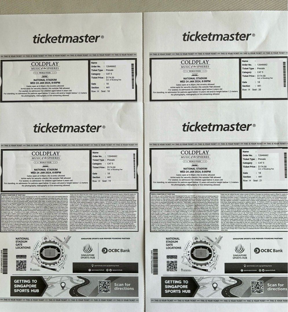 ColdPlay Tickets, Tickets & Vouchers, Event Tickets on Carousell