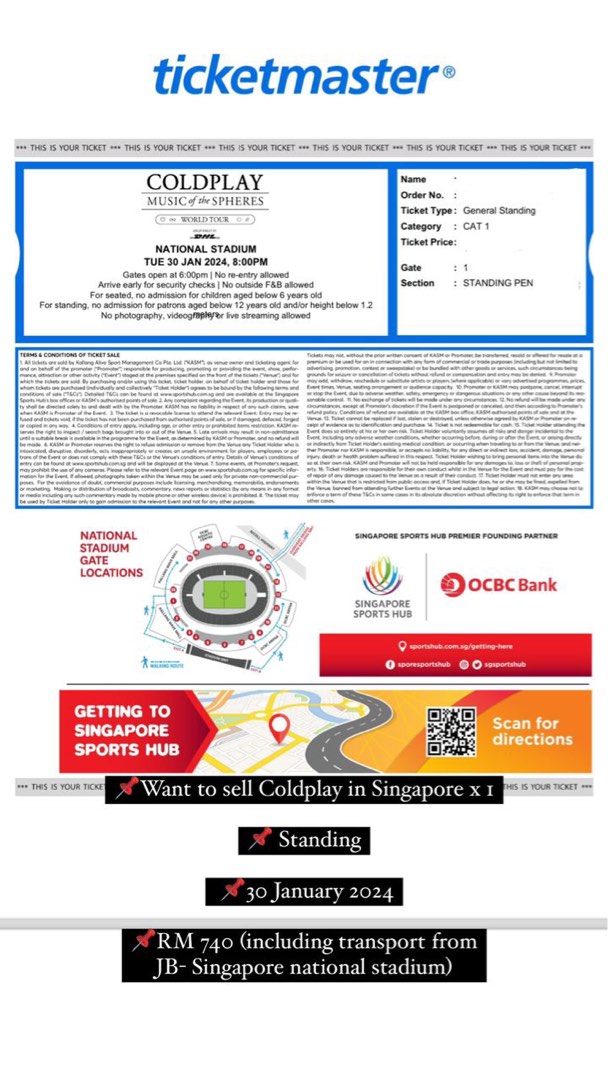 COLPLAY IN SINGAPORE, Tickets & Vouchers, Event Tickets on Carousell