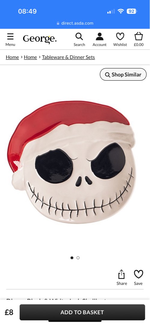 英國代購 jack skellington Disney Black & White Jack Skellington-Shaped ...