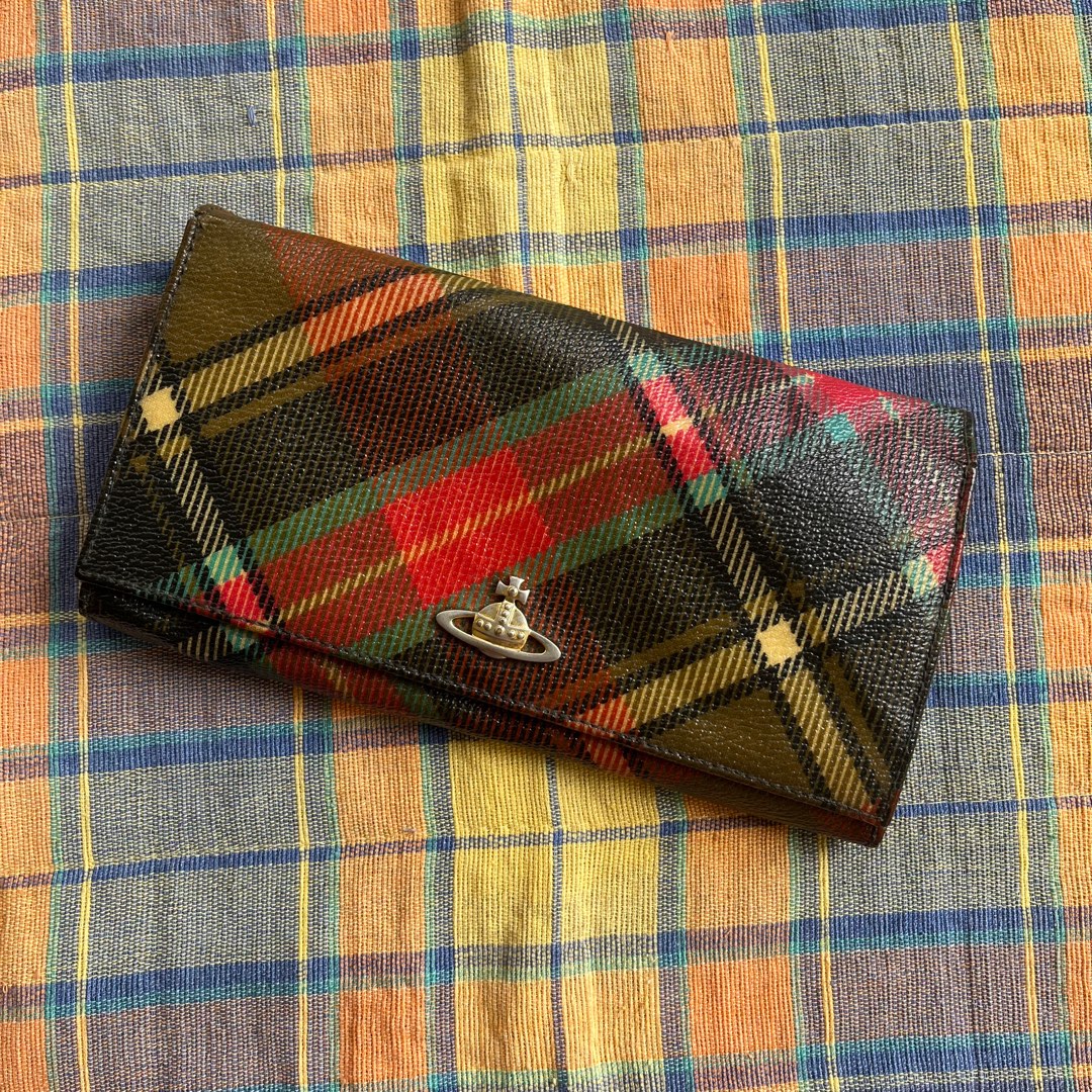 Dompet Long Wallet Vivienne Westwood Tartan Auth, Fesyen Wanita, Tas ...