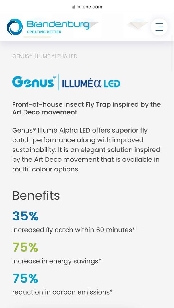 Genus Illume Alpha Brandenburg Insect Trap Bug UV Light system for f&b ...