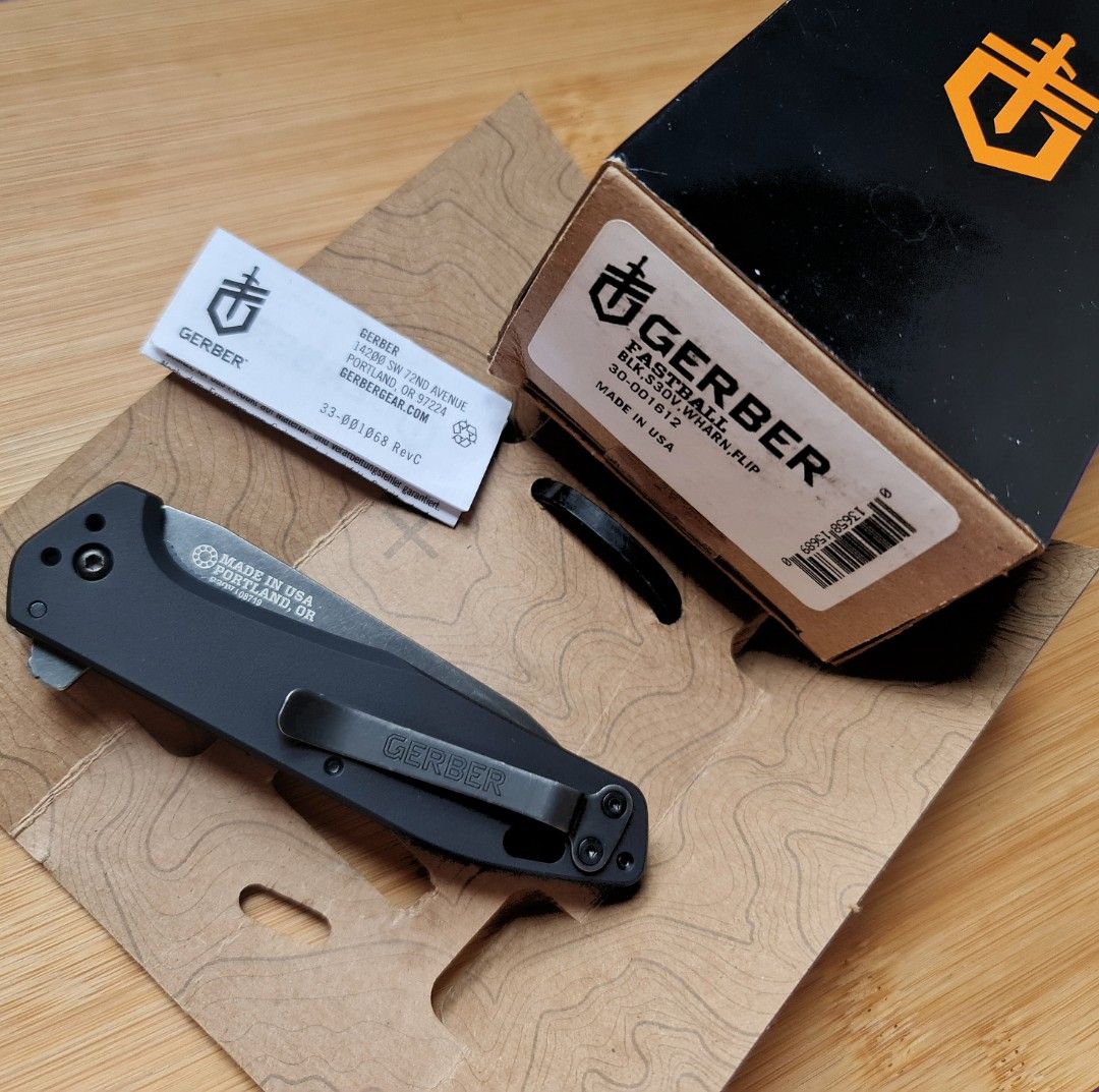 Gerber Fastball Black S30V Wharncliffe Blackwashed Blade Knife hinderer ...