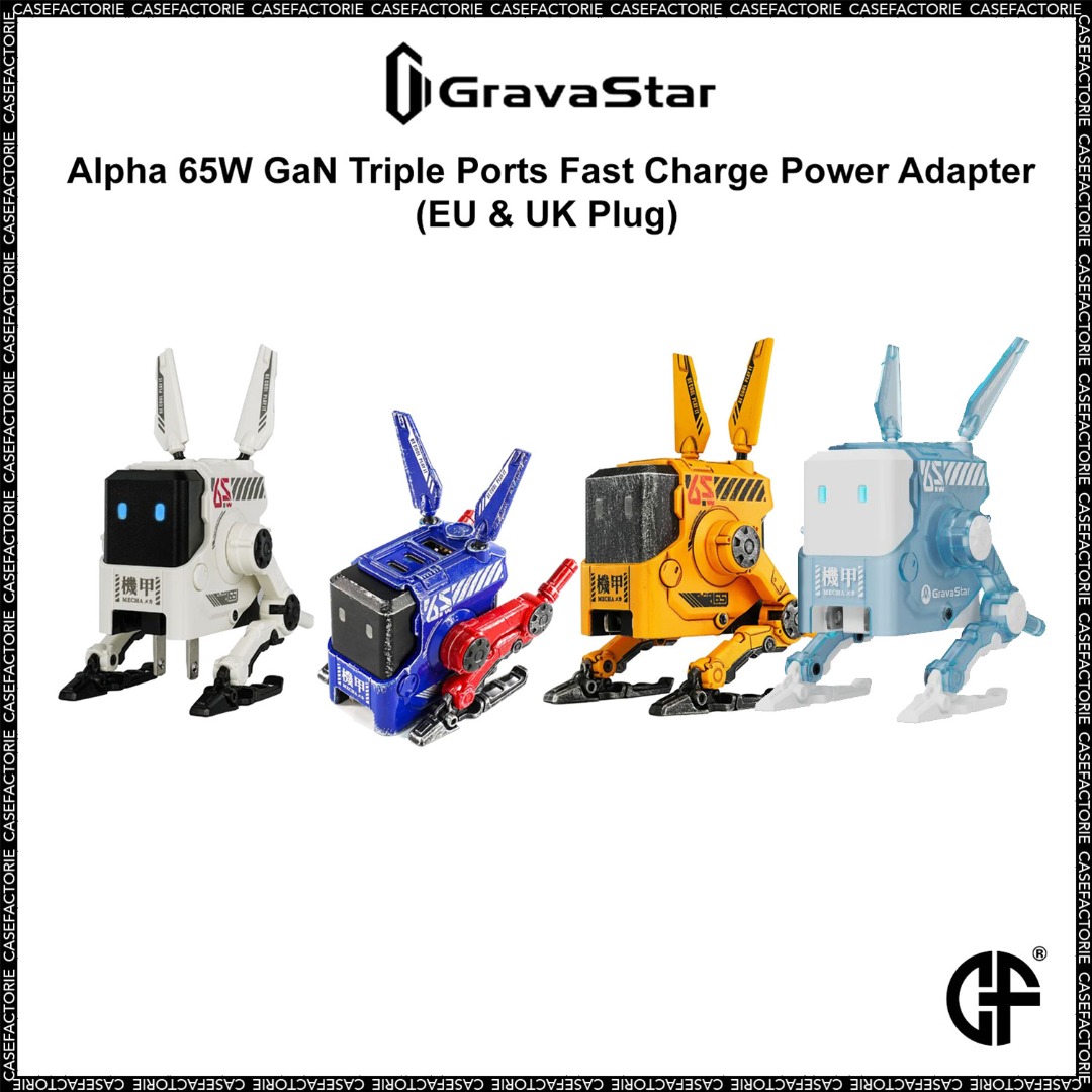 Gravastar Alpha 65W GaN Triple Ports Fast Charge Power Adapter (EU & UK ...