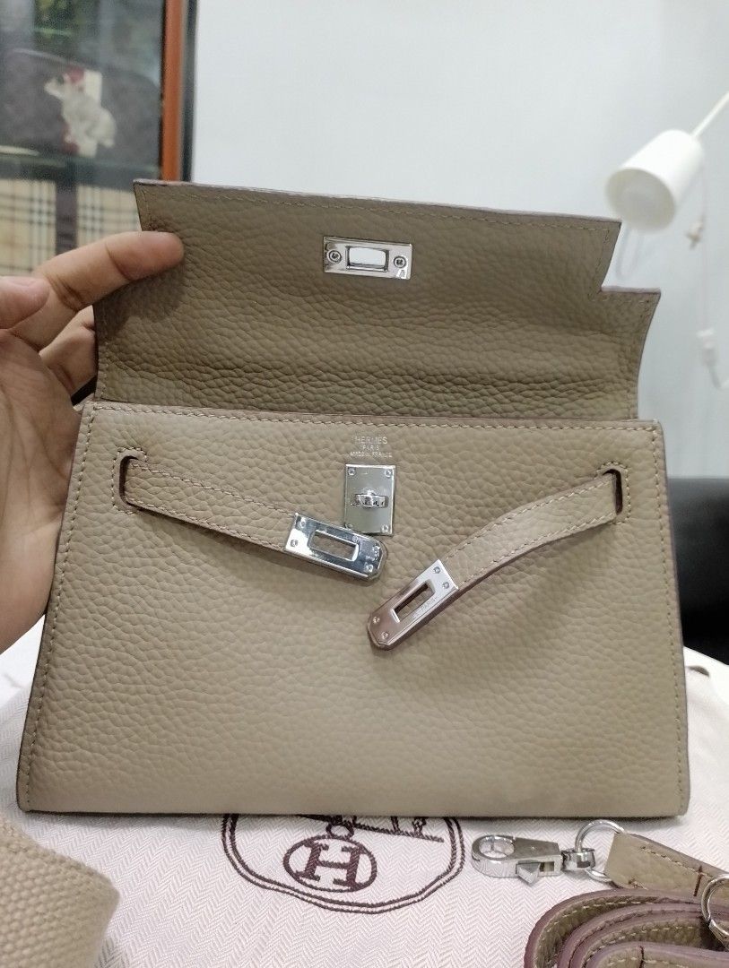 Hermes Nano Kelly Taupe, Luxury, Bags & Wallets on Carousell
