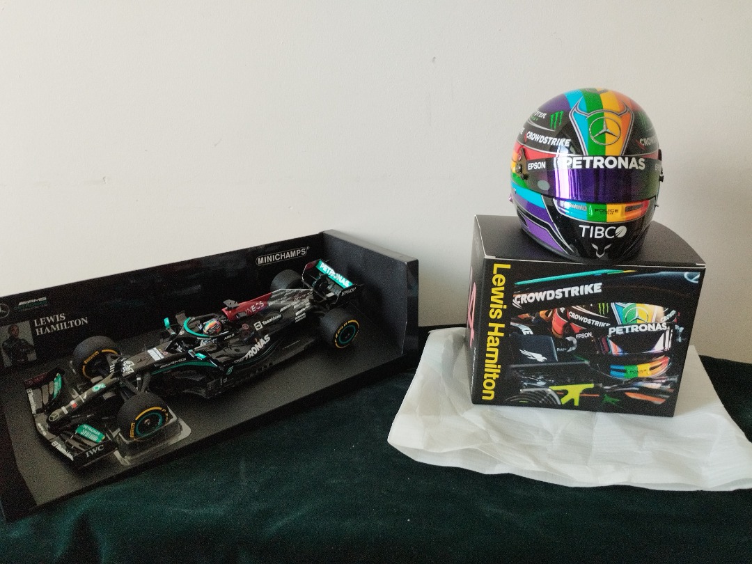 (in stock) Lewis Hamilton 2021 Qatar GP winner 1/2 rainbow helmet + 1 ...