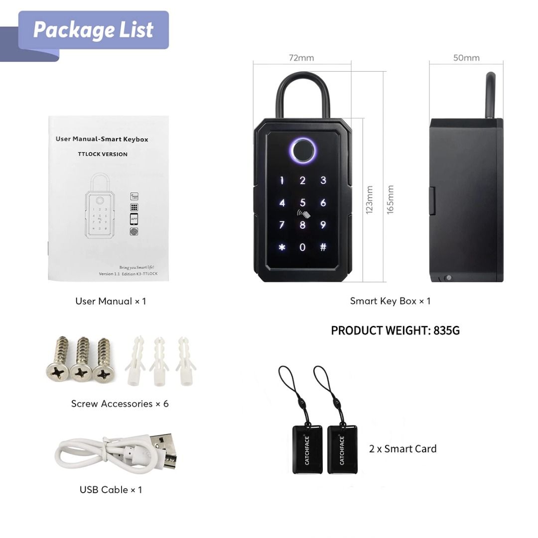 Key Storage Box Fingerprint Password App Tuya Security Boxes Lock Boxes ...