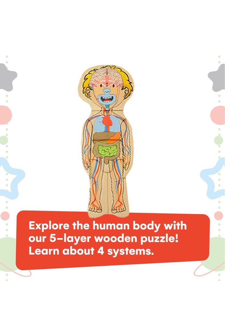 Kidzlane Human Body Wooden Puzzle for Kids and Toddlers / 58 pcs Boy ...