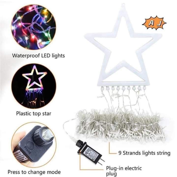 LED Five-pointed Star Light 9 Trailing Meteor Waterfall Light ...