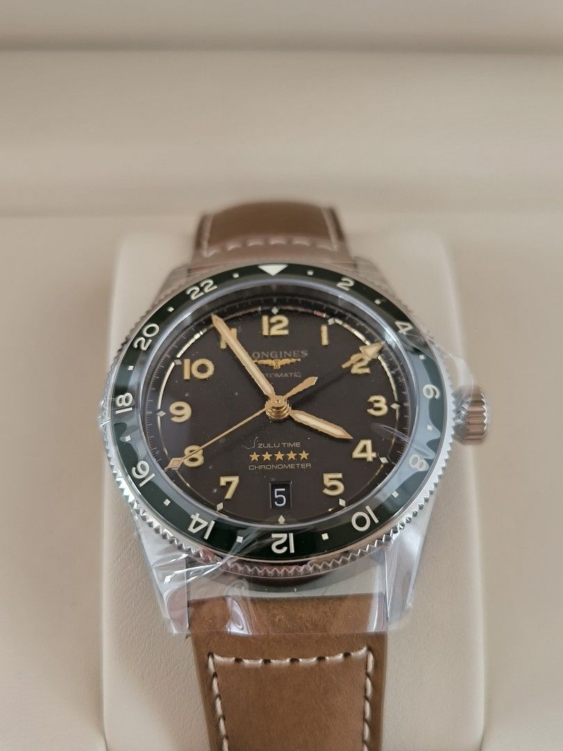 Longines Spirit Zulu Time Green 39mm on strap, Luxury, Watches on Carousell