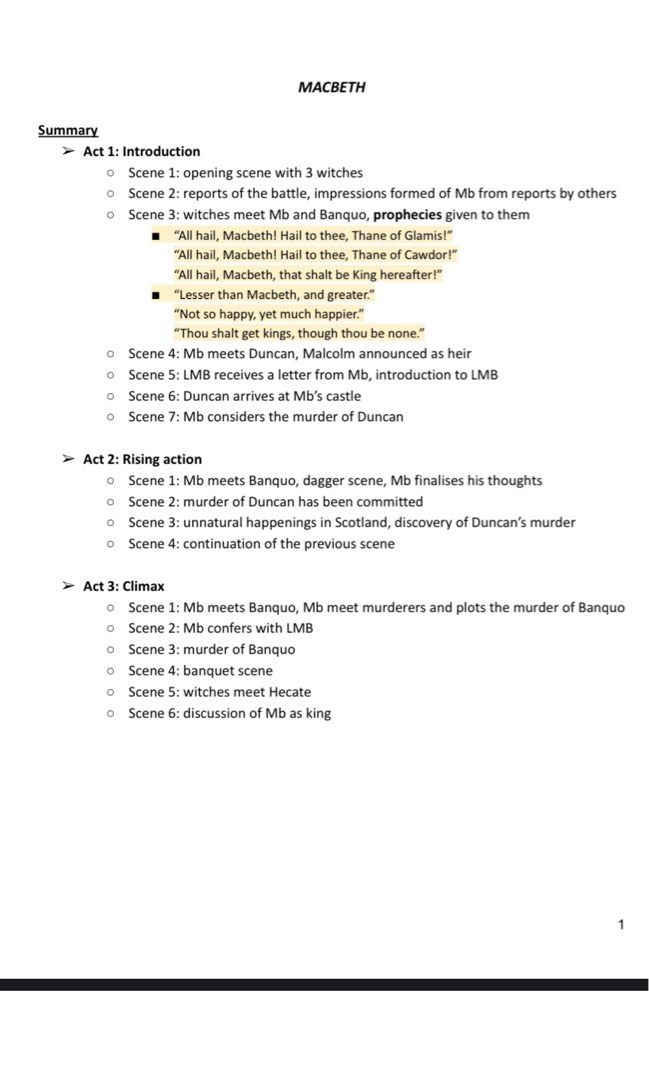 Macbeth notes, Hobbies & Toys, Books & Magazines, Assessment Books on ...