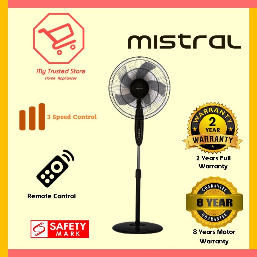 Mistral MSF1650R 16" Stand Fan with Remote Control, Furniture & Home ...