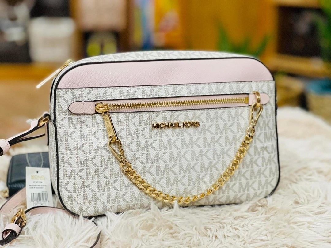 MK Jet Set Item Signature Large Chain Crossbody Bag - Power Blush ...
