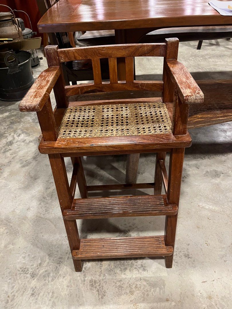 Native wooden and rattan baby chair high chair, Furniture & Home Living ...